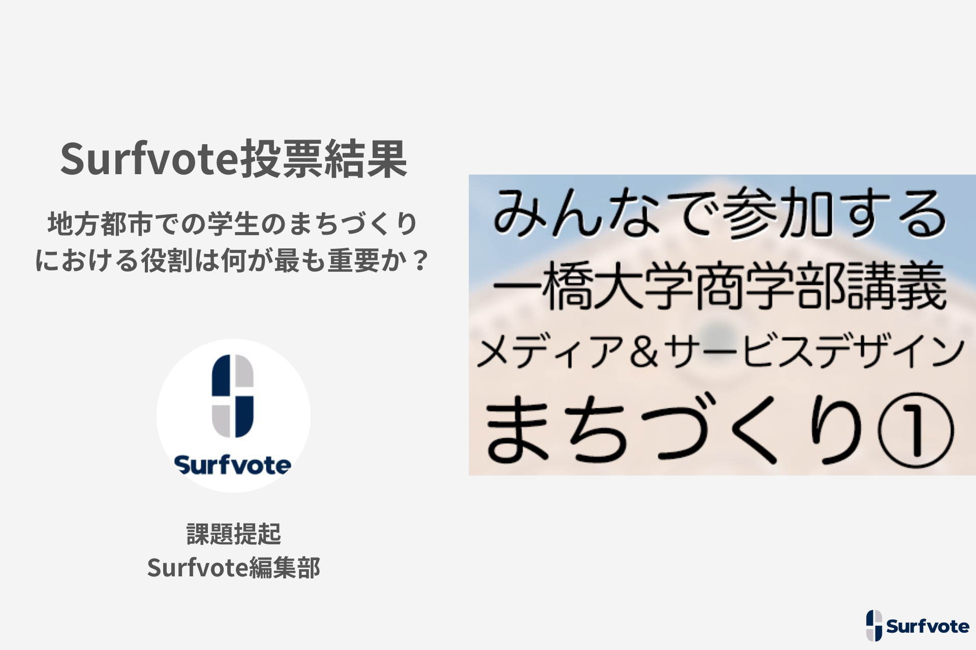 Surfvote投票結果 「地方都市での学生のまちづくりにおける役割は何が最も重要か？」 | Polimill株式会社